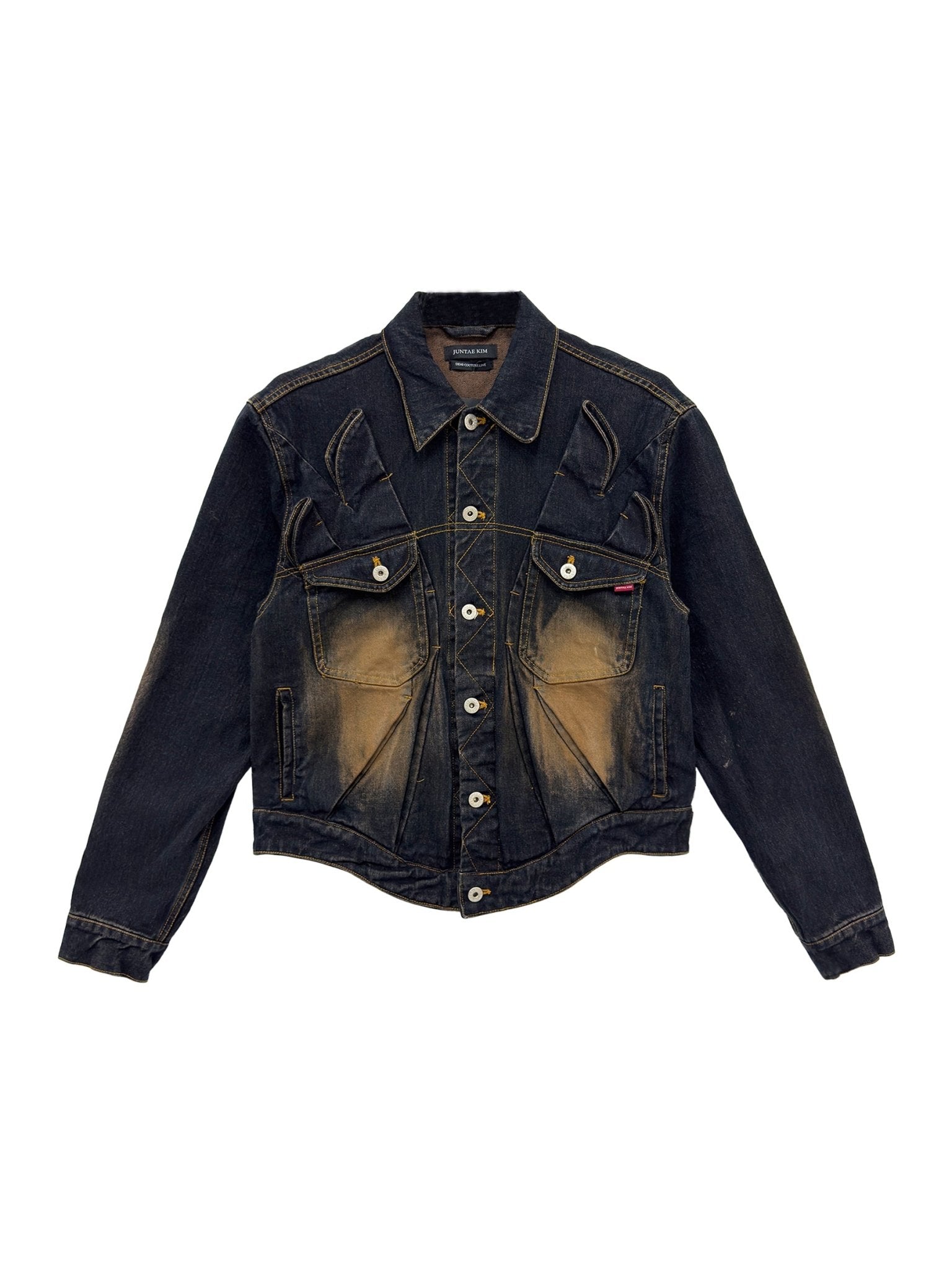 JUNTAE KIM - Gathered Denim Jacket - SS25 - BLACK - MACHINE-A